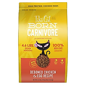 Tiki Cat Born Carnivore High Protein, Deboned Chicken & Egg, Grain-Free Baked Kibble to Maximize Nutrients, Dry Cat Food, 5.6 lbs. Bag