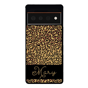 Leopard Skin Plain Personalized Black Rubber Phone Case Compatible With Google Pixel 8 Pro, 8a, 8, 7a, 7, Pixel 7 Pro, 6a, Pixel 6 Pro, 6, 5, 4a 5G, 4a 4G, 4, 4 XL, 3a, 3a XL, 3, 3 XL, 2 XL, 2