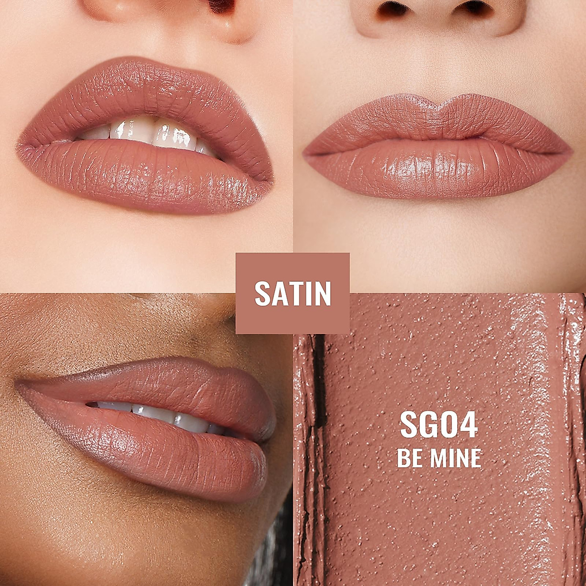 Oulac Cream Lipsticks for Women, Nude Long Lasting Hydrating Lipstick, Full Coverage Lip Color, Moisturizing, Satin Finish, Creamy, Infused with Hyaluronic Acid, Vegan, Gluten Free SG04 Be Mine