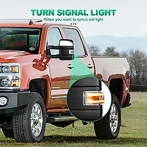 AUTOMUTO Towing Mirrors Left and Right Side Tow Mirrors Power Adjusted Heated Turn Signal Puddle Width Auxiliary Light Chrome Housing Fit Compatible with 2004-2014 For Ford For F-150 Pickup Truck