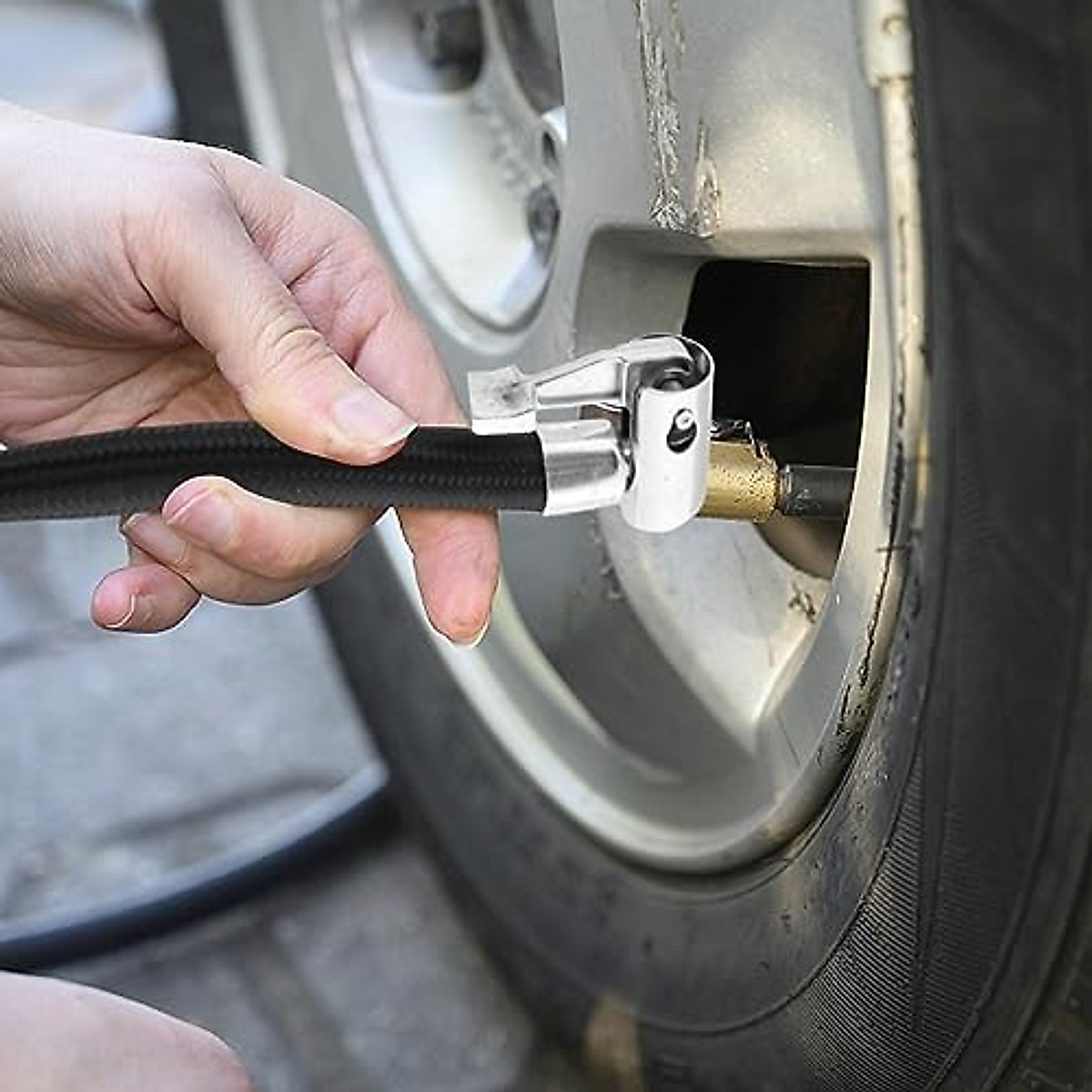 1 Pc Tire Inflator Hose-60cm, Fine Thread Air Pump Hose Lengthened with Valve Adaptors Flexible for Car Bicycle Tire Pump's Hose(Main Black)