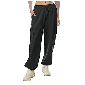 My Orders, Sweatpants for Women Lounge Pants 2023 Warm Solid Color with Pockets Pants Running High Waisted Aesthetic Pant Work Out Exercise Ladies Fall Outfits Black XXL
