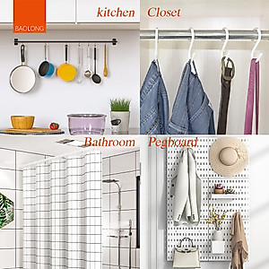 BAOLONG S Hooks for Hanging with Safety Buckle Anti-Drop S Hook 24 Pack 2.52inch White Windproof Hanger for Clothes, Bathroom and Kitchen Utensil Anti-Rust Plastic Ornaments Hooks