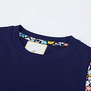 HILEELANG Kids Girl Dress Long Sleeve Winter Spring Easter Bunny Applique Cotton Casual Playwear Basic Shirt Dresses 5T