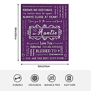 Aunt Blanket Gifts for Aunts from Niece for Mothers Day Birthday Thanksgiving Christmas Blanket Throw Soft 60" x 50"