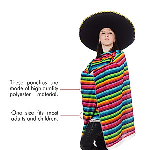 Skeleteen Mexican Serape Poncho Costume - Cinco De Mayo Mexican Fiesta Ponchos for Adults and Kids