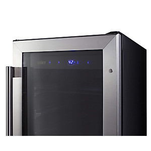 Summit Appliance ALBV15 ADA Compliant 15" Wide Built-in Undercounter Beverage Center for Home or Commercial Use with Glass Door, Automatic Defrost, Lock, Digital Thermostat and Black Cabinet