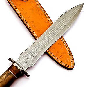 UK UNIQUE SHARP KNIVES Damascus Steel Dagger Knife DK.4012 - Beautiful Rose Wood & Black Micarta Handle