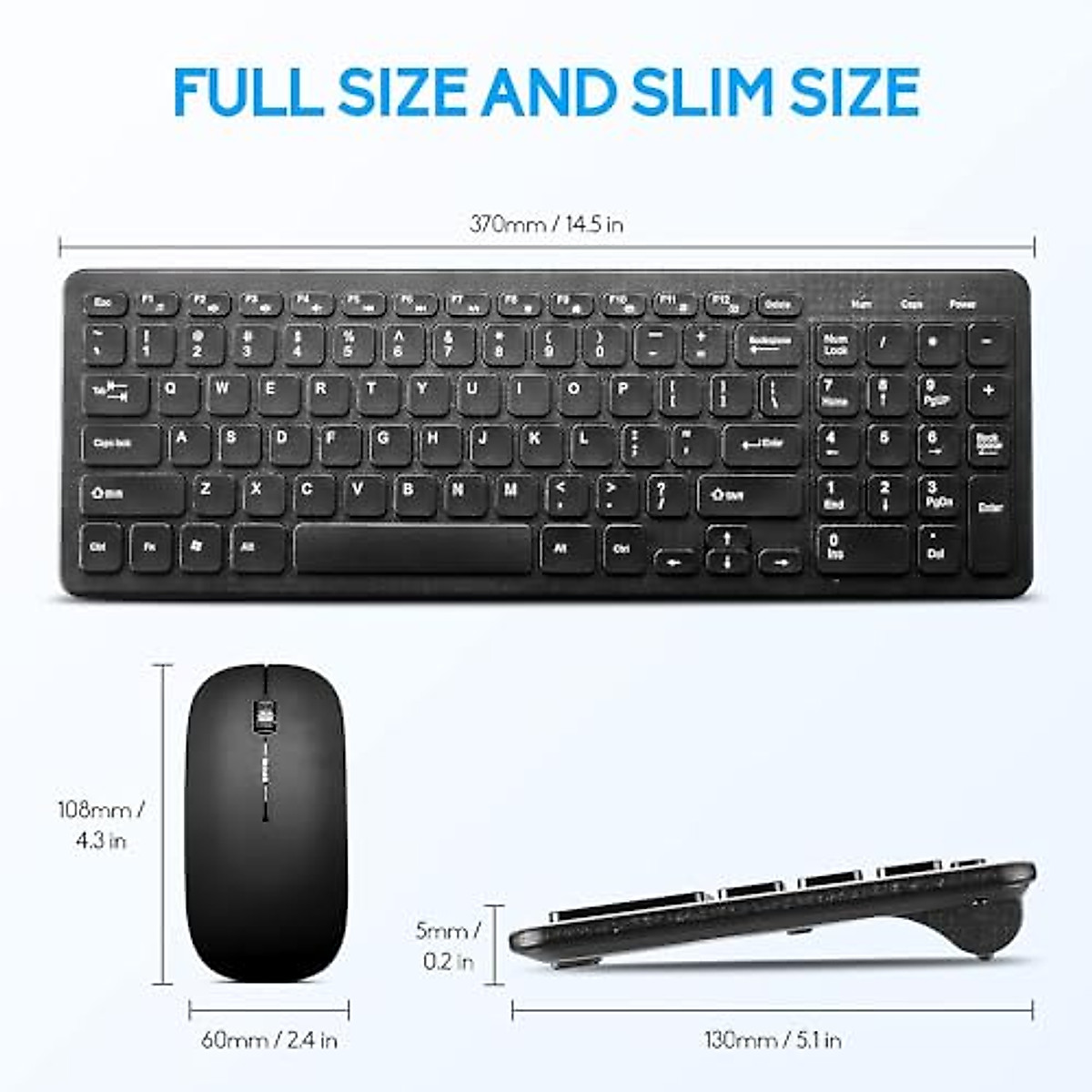 Guiheng Wireless Keyboard and Mouse Combo, Compact Quiet Wireless Keyboard and Mouse Set 2.4G Ultra-Thin Sleek Design for Windows, Computer, Desktop, PC, Notebook, Laptop (Black01)