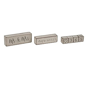 Ganz ER49764 6 Piece Wooden Block Wedding Day Countdown Calendar, Rustic