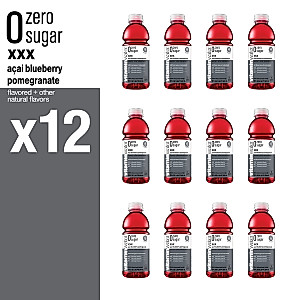 vitaminwater zero sugar xxx, electrolyte enhanced water w/vitamins, açai-blueberry-pomegranate drinks, 20 fl oz, 12 Pack