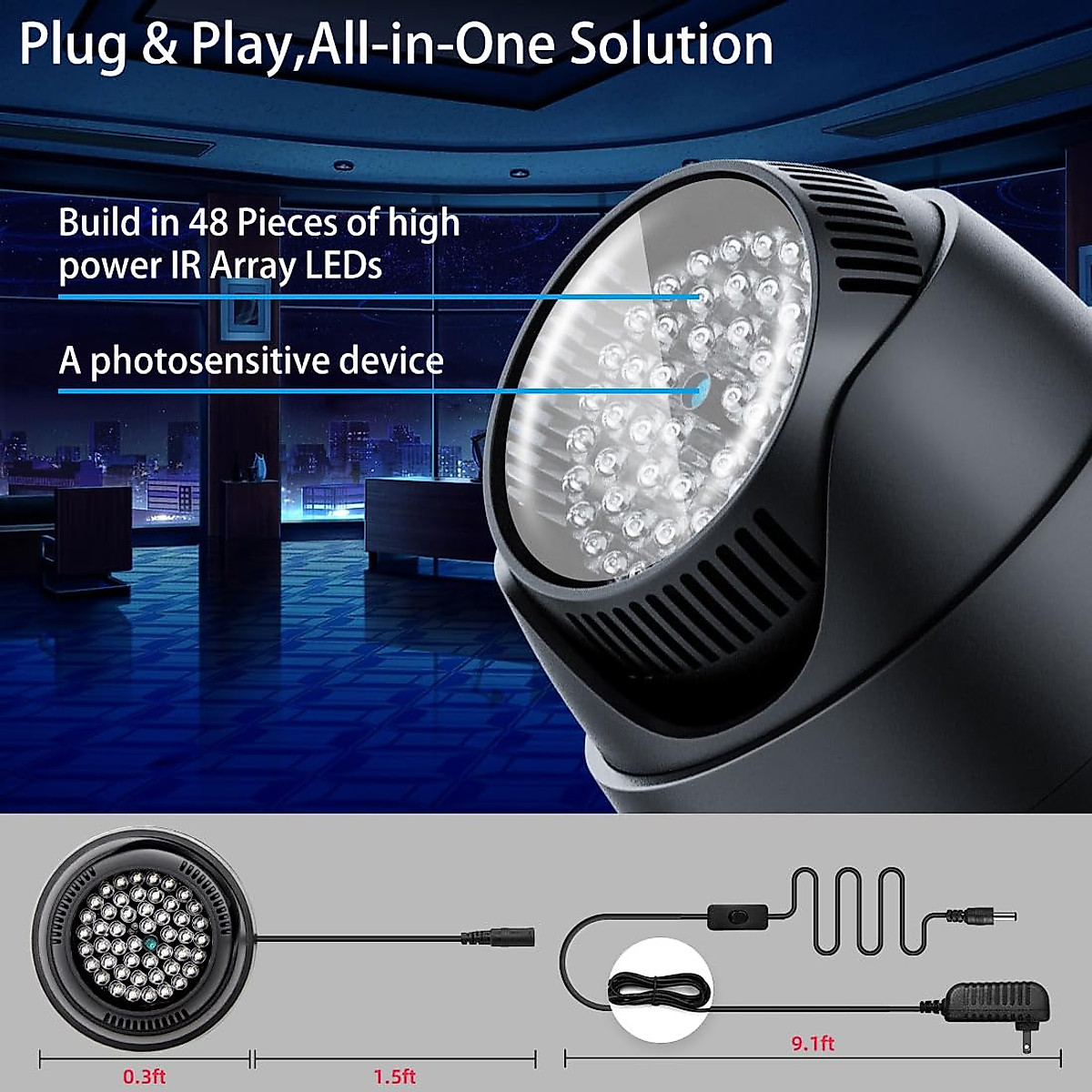 Ir Light for Quest 2, WATAHEL IR Illuminator Infrared Light for Oculus Quest 2 Accessories with Power Adapter, Enhance Hand Tracking Sensitivity in Dark, Infrared VR Light Immersive No-Light Disturban