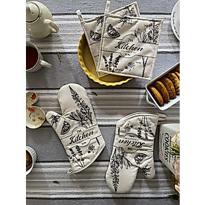 Cotton Heat Resistant Oven Mitts Pot Holders Kitchen Set