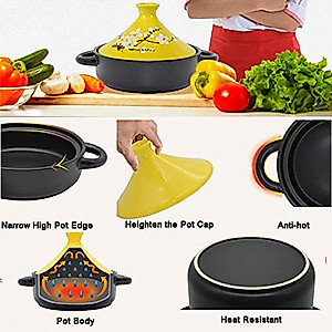 Tagine Cooking Pot, Braiser Pan with Ceramic, High Temperature Resistance Multifunctional Pot for Home Kitchen or Restaurant, Casserole Soup Slow Cooker Ceramic/Green