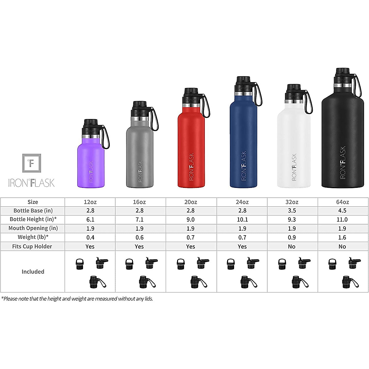 IRON °FLASK Sports Water Bottle - 24 Oz - 3 Lids (Narrow Spout Lid) Leak Proof, Durable Vacuum Insulated Stainless Steel - Hot & Cold Double Walled Insulated Thermos - Mothers Day Gifts
