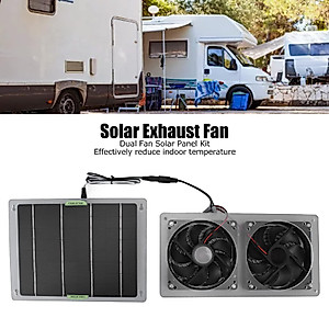 Solar Panel Fan Kit, 100W 12V Dual Solar Exhaust Fans with Solar Panel, Waterproof Solar Powered Greenhouse Fan for Small Chicken Coops Sheds Crawl Space Pet Houses