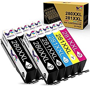 ONLYU Compatible Ink Cartridge Replacement for Canon 280 281 PGI 280 XXL CLI 281 XXL for PIXMA TR8520 TR7520 TS6120 TS6220 TS6320 TS8120 TS8220 TS9120 TS9520 TS9521C TS702 Printer (10 Pack)