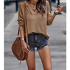 PRETTYGARDEN Winter Sweater For Women Long Sleeve Soft Sweatshirt 2023 Fashion Tops Elastic Hoodie (Khaki, Medium)