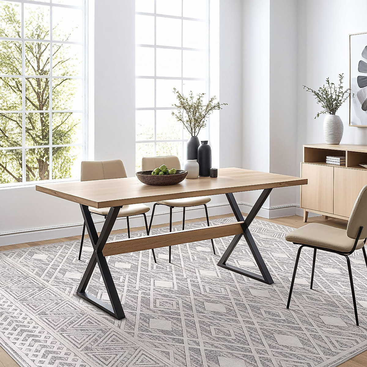 DEXIDUO Area Rugs for Living Room Rug: 9x12 Soft Washable Rugs Low Pile Non-Slip Backing Indoor Floor Rugs for Living Room Bedroom Kitchen Dining Under Table Home Office,Grey