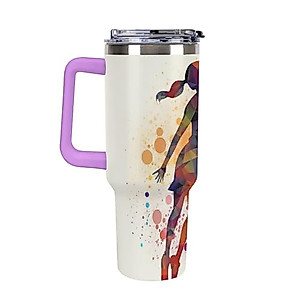 QWJKM Basketball Pattern Travel Tumbler 40 Oz Leak-Proof Large Capacity With Lid Straw Coffee Mug Car Cup Stainless Steel Water Bottle Insulated Bottles