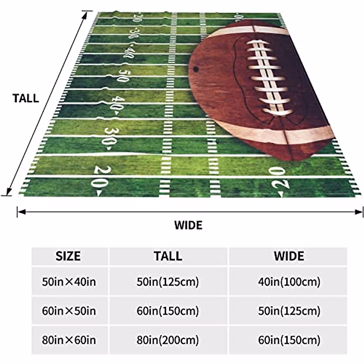 Football Sofa Throw Blanket Flannel Super Soft Warm Fleece Bedspread Home Decor All Season for Bed Couch Living Room Large 60"x50" in