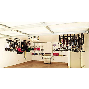 Titan Track Adjustable Overhead Garage Ceiling Storage Rack (74" Length) Holds 50lbs. per Hook, Plus 1 Additional Hook per Track Free