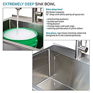 Transolid TFH-2522-SS 25 in. x 22 in. x 34.3 in. Stainless Steel Laundry Sink with Wash Stand in Brushed Satin