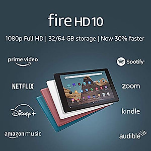 Fire HD 10 Tablet (10.1" 1080p full HD display 64 GB) – Black – Without Lockscreen Ads (2019 Release)