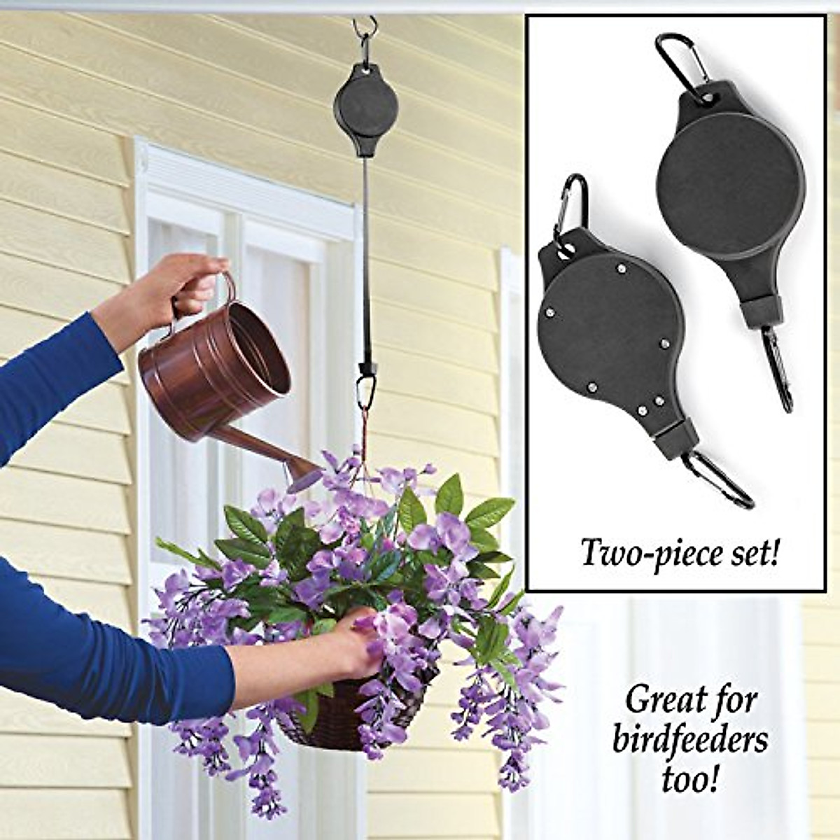 Orgrimmar Plant Pulley Retractable Pulley Plant Hanger Hanging Flower Basket Hook Hanger for Garden Baskets Pots and Birds Feeder in Different Height