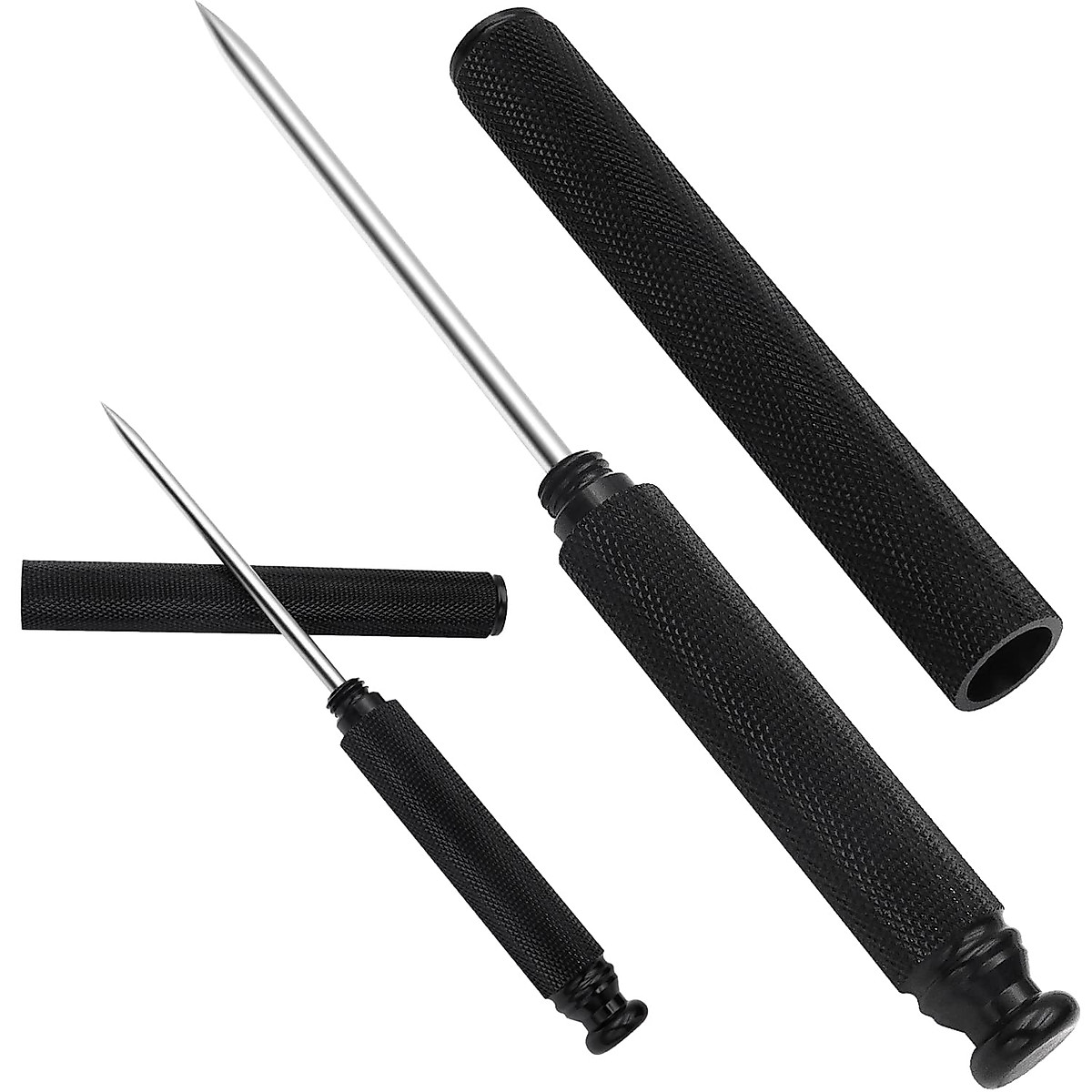 Stainless Steel Ice Picks Crushed Ice Tool With Safety Cover Bar Tools Ice Crushers Chisel Ice Cube Awl Sharp Cone With Non-Slip Handle (Black)