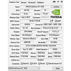 GPVHOSO GeForce GT 1030 4GB GDDR4 Video Graphics Card GPU Single Fan Cooling SystemHDMI/DVI-D, DirectX 12, GPU Boost 3.0, Computer Gaming Video Card, Desktop GPU, Support 4K,SingleFan Cooling System