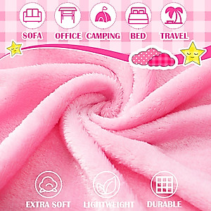 8 Pieces 8 Pieces Sleepover Party Supplies Include Soft Throw Blankets Air Mattress Sheet Pad Covers for Spa Sleepover Slumber Birthday Party Favors (White and Pink)