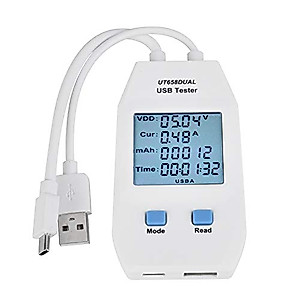 (UT658 Dual) USB Detector Digital Voltmeter Ammeter Power Capacity Voltage Current Meter Used to Inspect USB Chargers, Portable Power Sources