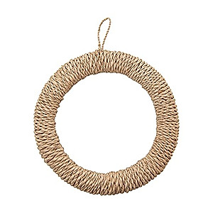 Bloomingville Unique Round Hand-Woven Abaca Rope Trivet with Hanger Décor, Natural