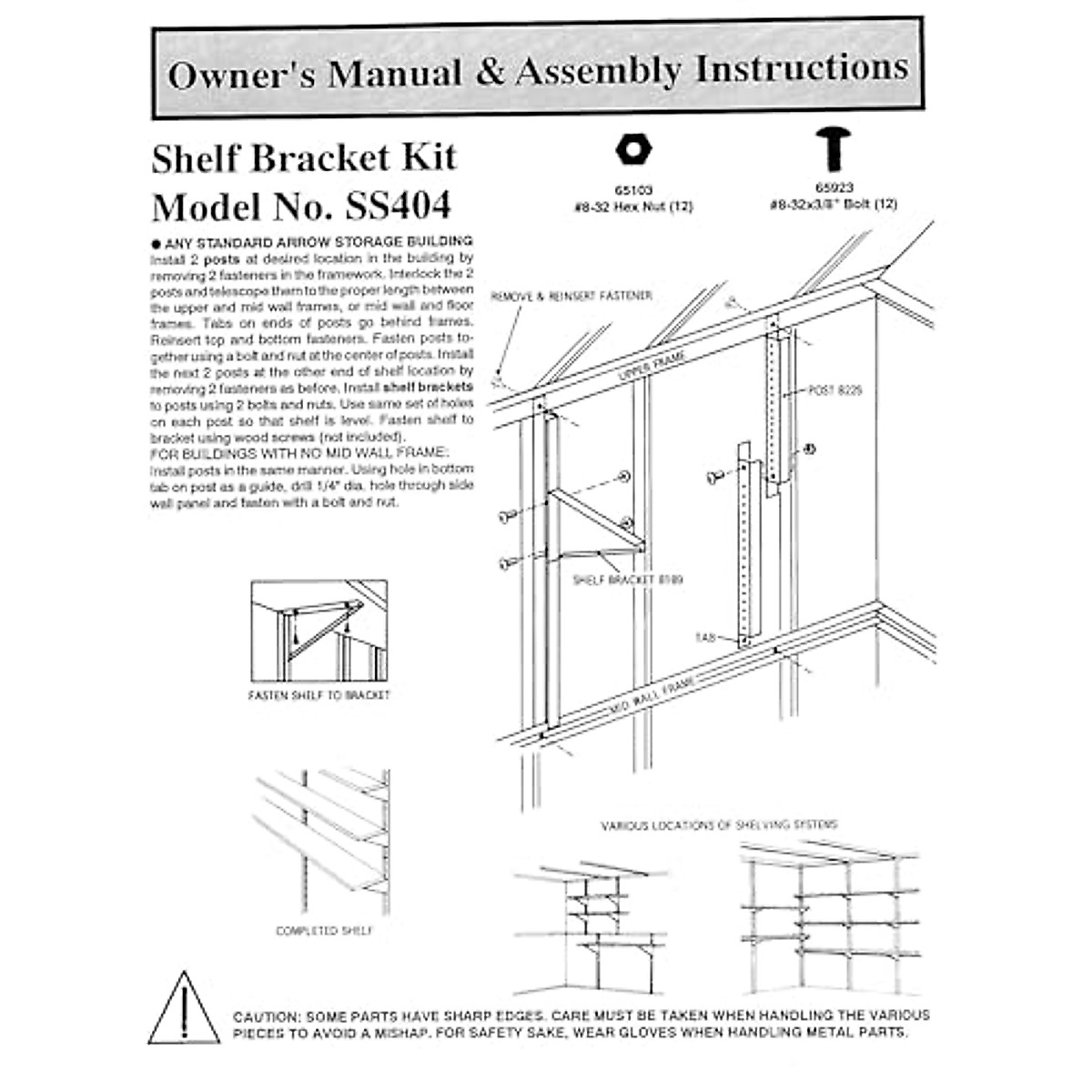 Arrow Shed SS404 Shelving System Kit,Multi