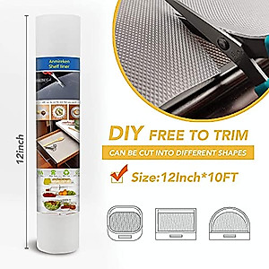 ANMIREKEN Refrigerator Liners, 12Inches x 20FT Non Adhesive EVA Kitchen Shelf Liner, Washable Oil-Proof Durable, Fridge Table Place Mats for Cabinet, Drawer Liner