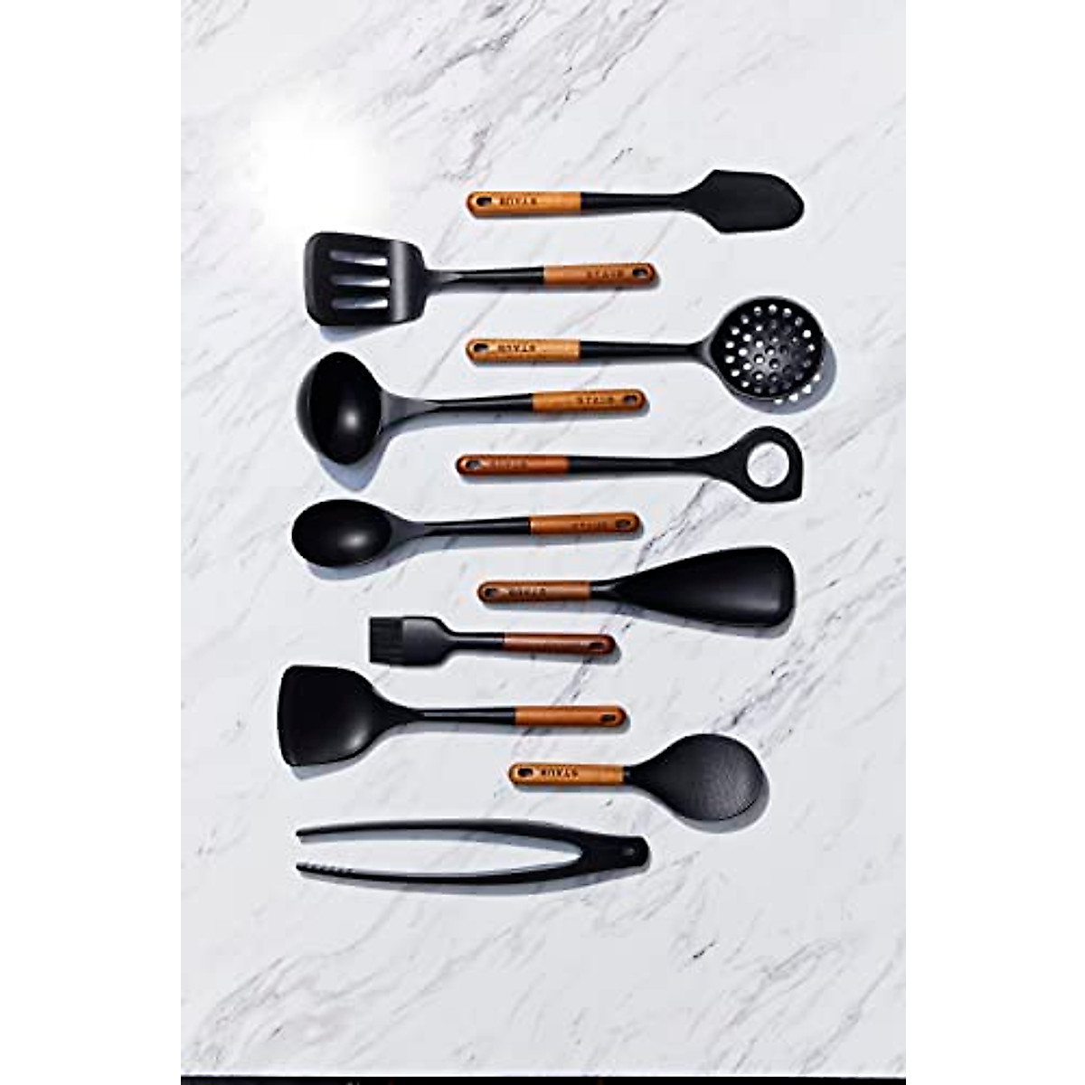 STAUB Skimmer Spoon, Perfect for Straining or Lifting Meat and Veggies from Broth, Durable BPA-Free Matte Black Silicone, Safe for Nonstick Cooking Surfaces