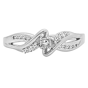 Dazzlingrock Collection 0.15 ctw Round White Diamond Swirl Bypass Split Shank Ring for Women in 925 Sterling Silver Size 7