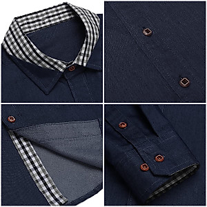COOFANDY Men's Casual Dress Shirt Button Down Shirts Long-Sleeve Denim Work Shirt