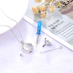 925 Sterling Silver Cremation Necklace for Ashes - Transparent Crystal Circle Urn Pendent Necklace Memorial Jewelry for Women