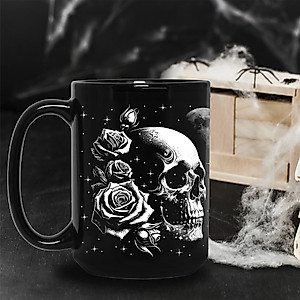 Skull Mug 15Oz Goth Gifts For Women Skull Gifts For Women - Witch Gifts Skull Gifts For Men Unique Skull Halloween Mug - Goth Decor Goth Mug - Skull Cup Gothic Gifts For Men Gifts For Gothic Women