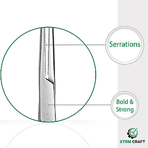 XTRM CRAFT Pean Hemostat Straight 5.5" Multipurpose Locking Tweezer Clamps Serrated, Stainless Steel, Hemostats for Nurses, Fishing Forceps, Crafts and Hobby