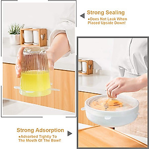 LELE LIFE 4 Pack Same Size Silicone Stretch Lids, Thicker Reusable Sturdy Silicone Container Cover, Expandable Food Storage Covers, Dishwasher and Freezer Safe, 5.71in(14.5cm)