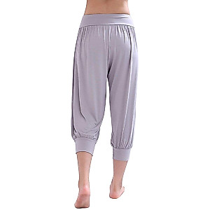 LKXHarleya Women Modal Harem Yoga Pants Loose Casual Fold Over Pilates Capri Pants Yoga Pants