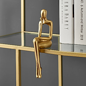 XINXUAN Gold Statue Home Decorations for Living Room,Shelf Decor Modern Bookshelf Decor Figurines Desk Sculpture Table Decor 3 Piece