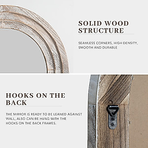 NeuType Arched Full Length Mirror 65"x22" Floor Mirror Rustic Wood Frame Rectangular Full Body Mirror Standing Mirror Wall-Mounted Freeleaning for Bathroom Bedroom Living Room,Weathered White