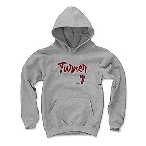 500 LEVEL Trea Turner Youth Sweatshirt (Youth Hoodie, Large, Gray) - Trea Turner Philadelphia Script