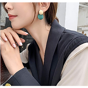 Trendy Black Round Metal Earring for Women Gold Shiny Smooth Long Drop Earrings Statement Jewelry Trendy for Women