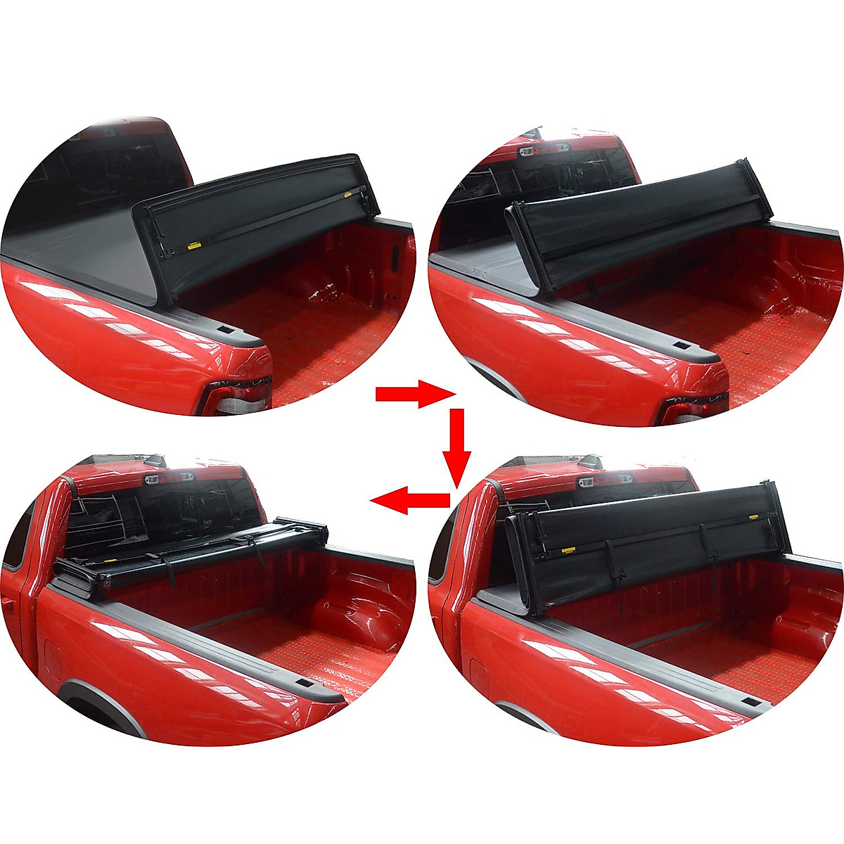 KSCPRO Quad Fold Tonneau Cover Soft Four Fold Truck Bed Covers for 2015-2023 Ford F-150 F150 with 5.5 ft Bed, Styleside