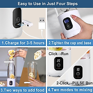 Leegoal Portable Blender, 300W Personal Blender for Shakes and Smoothies Ice Blender for Kitchen 6000mAh Cordless Travel Mini Blender Bravo 20oz Cup to go (White, 4th Gen|Basic Version)